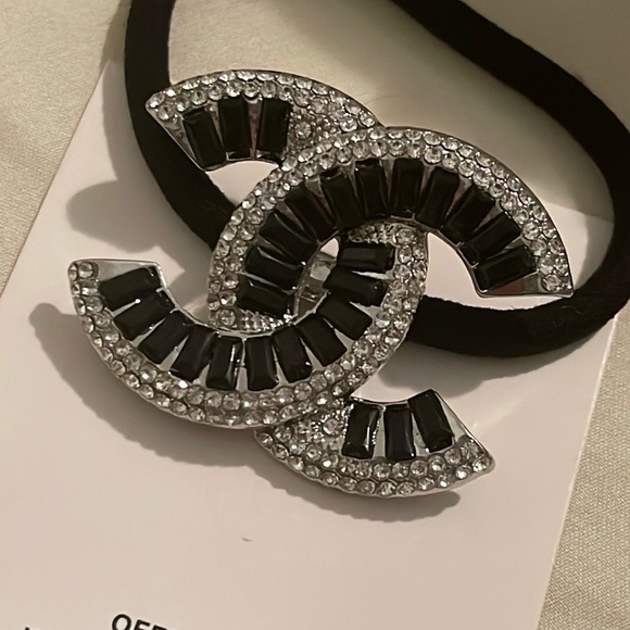 CHANEL | Accessories | Chanel Black And Silver Hair Accessory | Poshmark